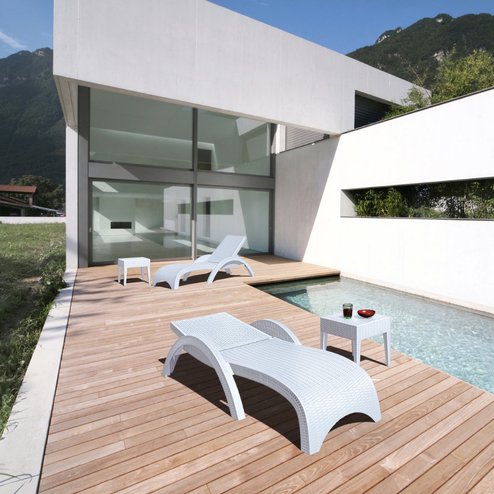 Fiji Wickerlook Resin Outdoor Chaise Lounge Set 4 Piece White ISP860-S4 ...
